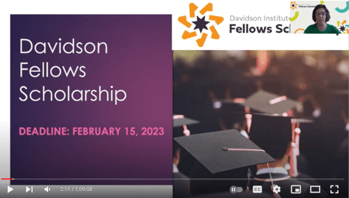 Video of 2023 Fellows Scholarship Information Session - Davidson Institute